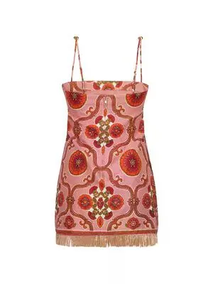 Cara Cara Valencia Floral-print Fringed Mini Dress