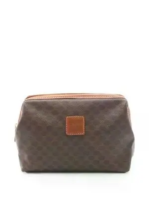 Celine 2000s Macadam Zip-fastening Makeup Bag - Brown