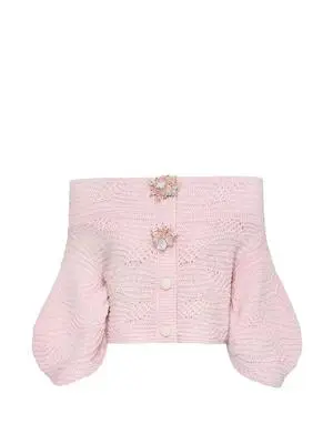 Hellessy Off-shoulder Balloon Sleeve Cardigan - Pink
