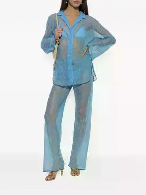 Oseree Floral-lace Shirt - Blue