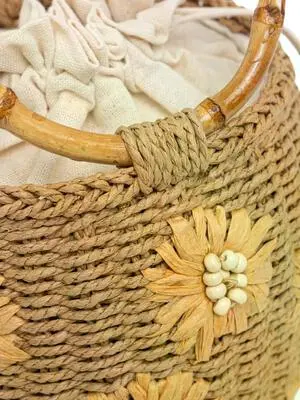 HOSS INTROPIA Norma Floral Appliqué Bamboo Handbag