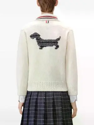Thom Browne Hector Intarsia Cardigan - White