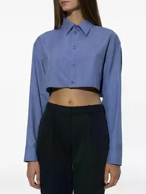 Balenciaga Cropped Shirt With Classic Collar And Long Sleeves