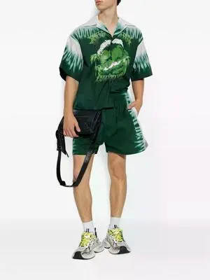 Balenciaga Tie-dye Cotton Shorts - Green