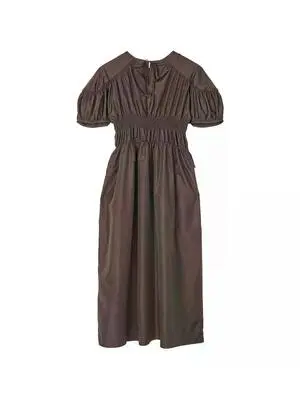 Cecilie Bahnsen Betsy Smocked Midi Dress - Brown