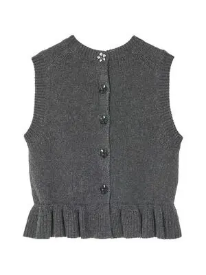 Cecilie Bahnsen Bill Ruffled Knitted Vest - Grey