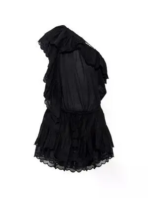 MARANT ETOILE Lalia Ruffled One-shoulder Playsuit - Black