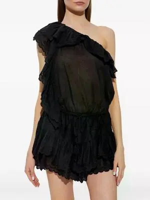 MARANT ETOILE One-shoulder Ruffled Broderie Anglaise Playsuit