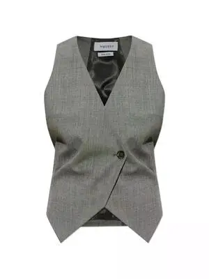 Alexander McQueen Lace-up Asymmetric-hem Vest - Grey