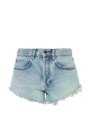 Balenciaga Distressed Frayed-edge Shorts - Blue