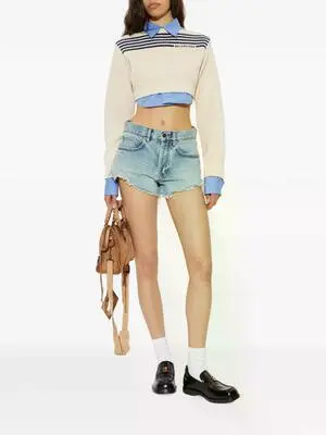 Balenciaga Distressed Frayed Edge Denim Shorts