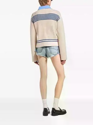 Balenciaga Distressed Frayed Edge Denim Shorts - Blue