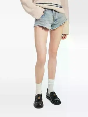 Balenciaga Distressed Frayed Edge Denim Shorts - Blue