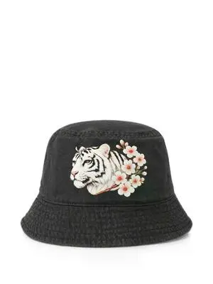 MELT Tiger-print Floral-print Bucket Hat - Black