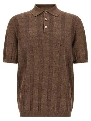 Brunello Cucinelli Wide Ribbed Polo Shirt