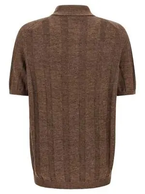 Brunello Cucinelli Wide Ribbed Polo Shirt