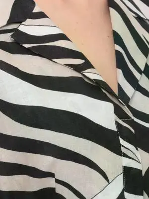 Marella Zebra Print Linen Belted Midi Shirt Dress