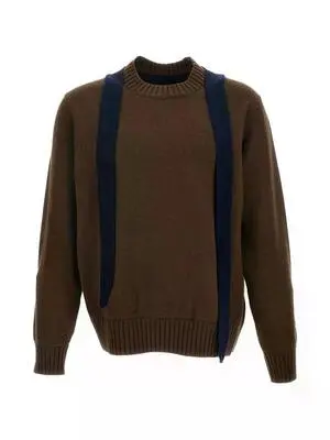 Sacai Scarf-detail Sweater - Brown