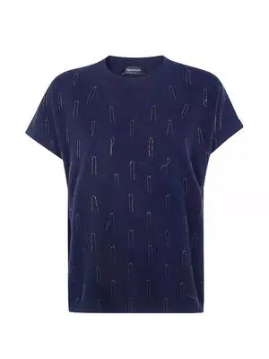 Fabiana Filippi Bead-embellished Short-sleeve T-shirt - Blue