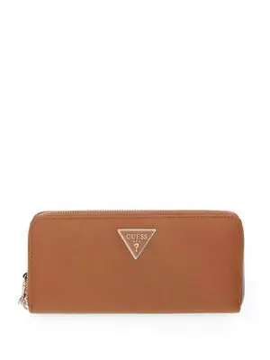 Guess Logo-plaque Wristlet Wallet - Brown