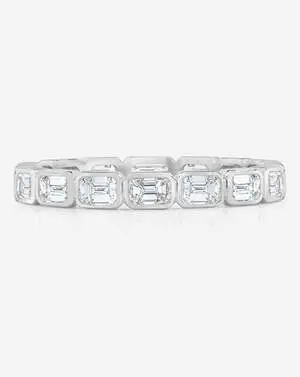 Ring Concierge Lab Diamond Emerald Bezel Band In Platinum - One-color