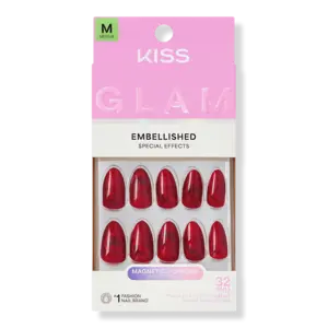 Kiss Glam Embellished Medium Almond Press On Nails, Famous