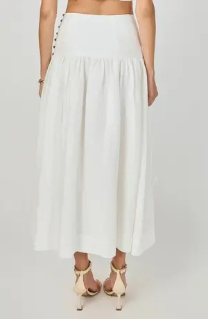 Endless Rose Floral Detail Linen Midi Skirt