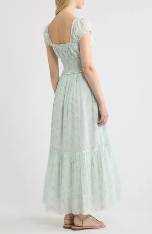 LoveShackFancy Lyssa Smocked Waist Maxi Dress - Celadon Drift