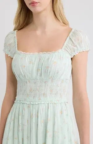 LoveShackFancy Lyssa Smocked Waist Maxi Dress - Celadon Drift