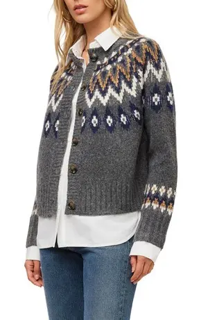 Fifteen Twenty Alina Mixed Media Fair Isle Cardigan
