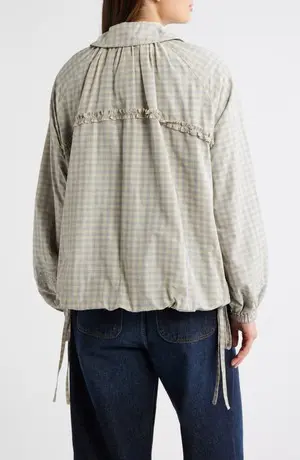 DAMSON MADDER Lailah Gingham Lightweight Bomber Jacket
