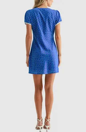 ALL IN FAVOR Lace Trim Floral Minidress