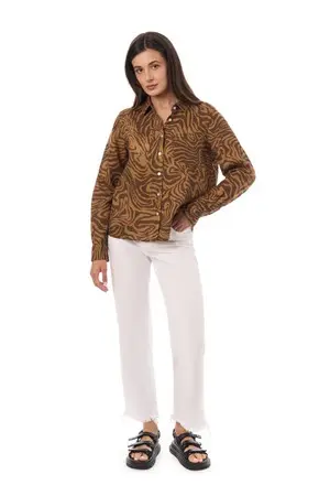 Equipment One Pocket Long Sleeve Linen Shirt With Zebra Print