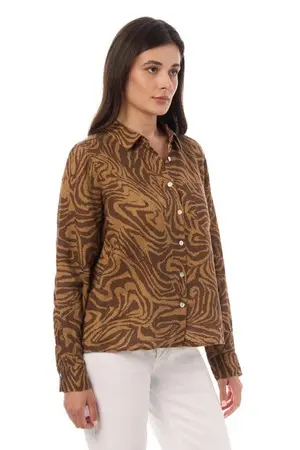Equipment One Pocket Long Sleeve Linen Shirt With Zebra Print