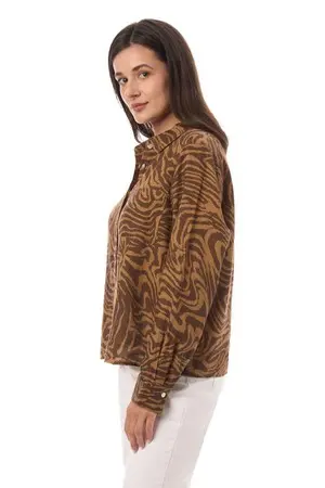 Equipment One Pocket Long Sleeve Linen Shirt With Zebra Print