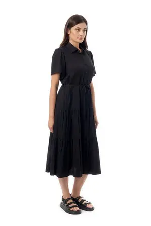 Equipment Jacquard Tiered Belted Midi Dress