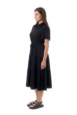 Equipment Jacquard Tiered Belted Midi Dress