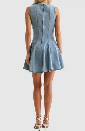 ALL IN FAVOR Fit And Flare Denim Mini Dress
