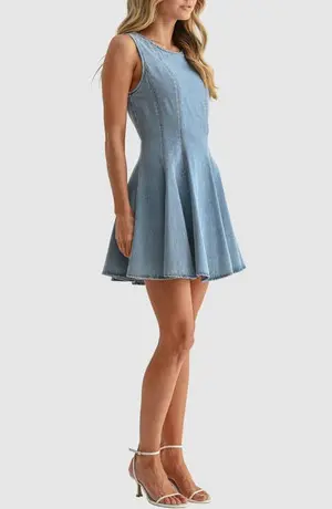 ALL IN FAVOR Fit And Flare Denim Mini Dress