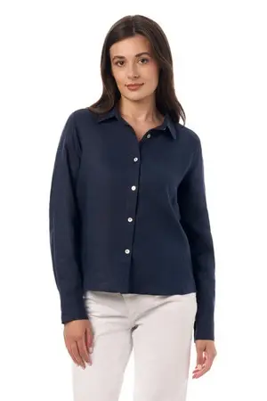 Equipment Long Sleeve Linen Shirt - Marine