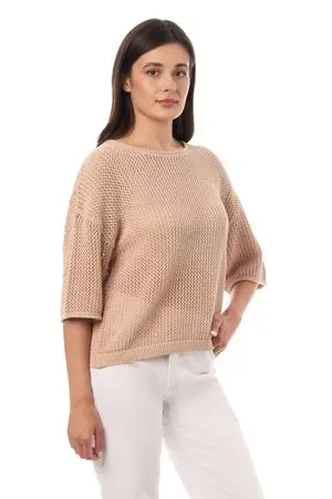 Equipment Mesh Elbow Sleeve Sweater - Desert Rose