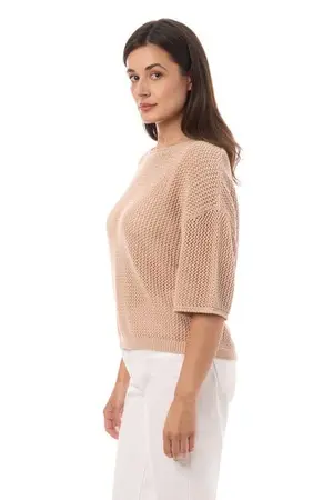 Equipment Mesh Elbow Sleeve Sweater - Desert Rose