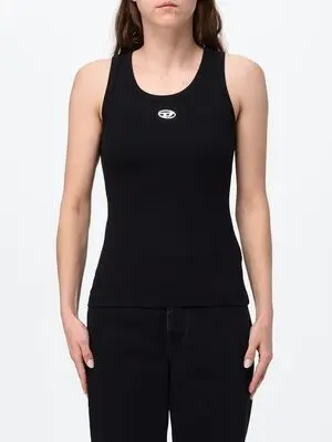 DIESEL® Slim Fit Stretch Cotton Tank Top With Embroidered Oval D Logo - Black