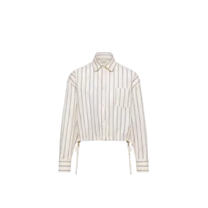 Moncler Striped Cotton & Silk Long Sleeve Shirt - White