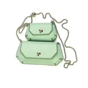 MALUSHA Convertible Python Embossed Leather Bag Set - Green