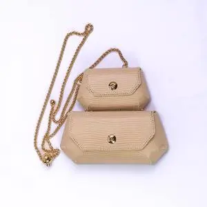 MALUSHA Convertible Python Embossed Leather Bag Set - Pink