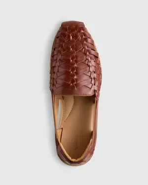 Quince Handcrafted Leather Huarache Sandal - Brandy