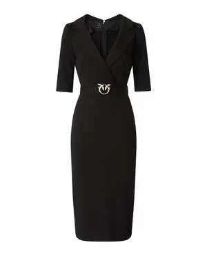 Pinko Midi Dress With Belt - Nero Limousine