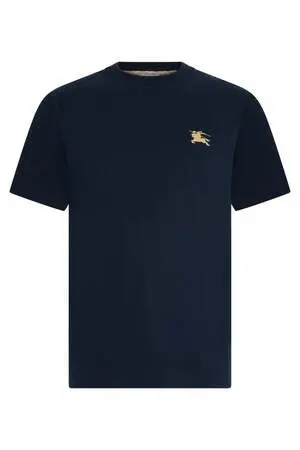 Burberry Cotton T-shirt With Embroidered Logo - Blue
