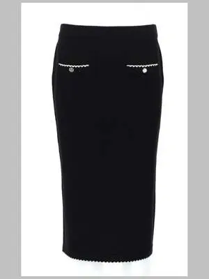 Tory Burch Embellished Knit Midi Skirt - Black